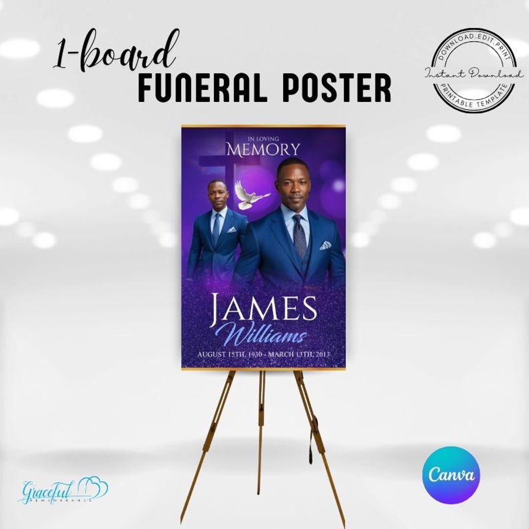 Cross-themed 1-board Funeral Poster | GR2S1E - Etsy