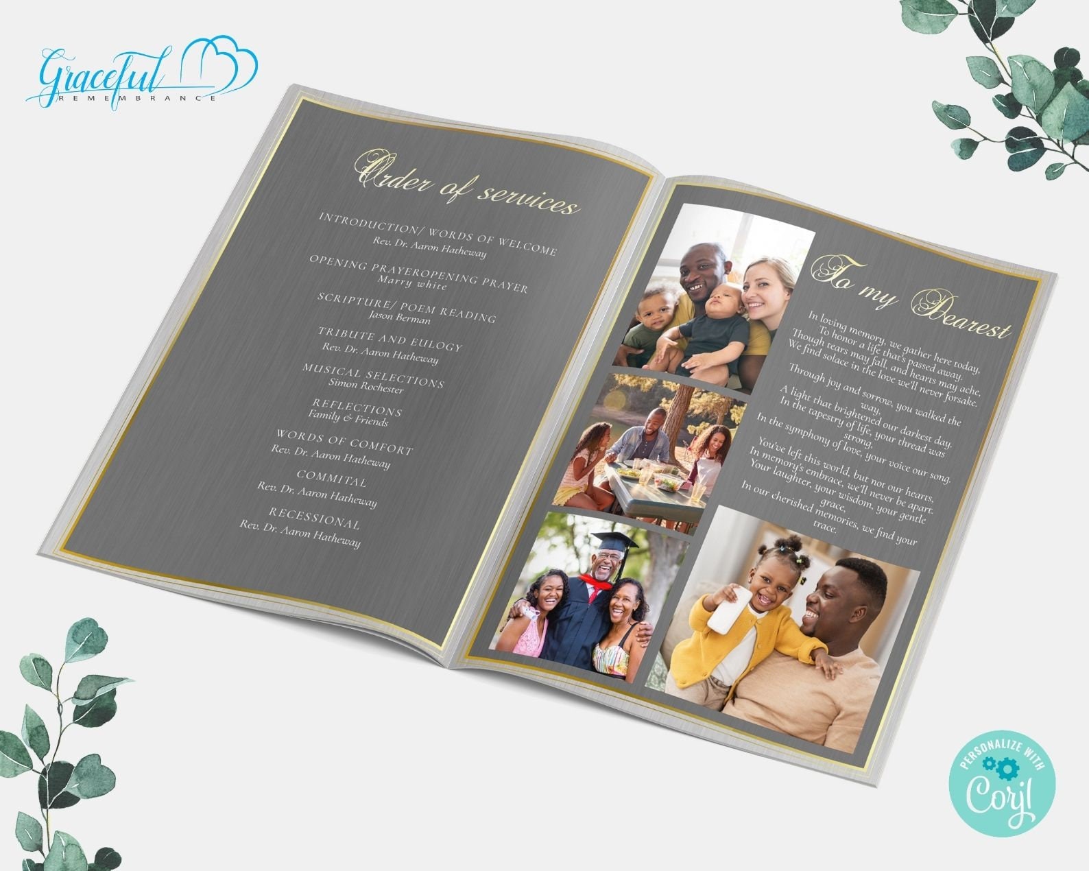 11x17 and 8.5x11: 8-page Funeral Program Template in Neutral Tones ...