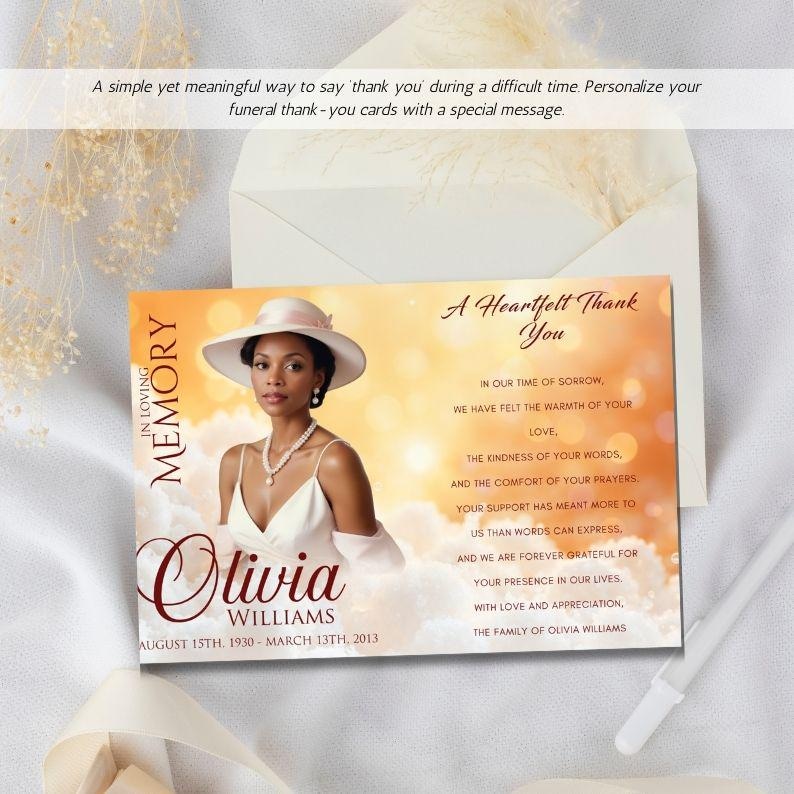 Funeral Thank You Card | Memorial Appreciation Card | Editable Canva ...