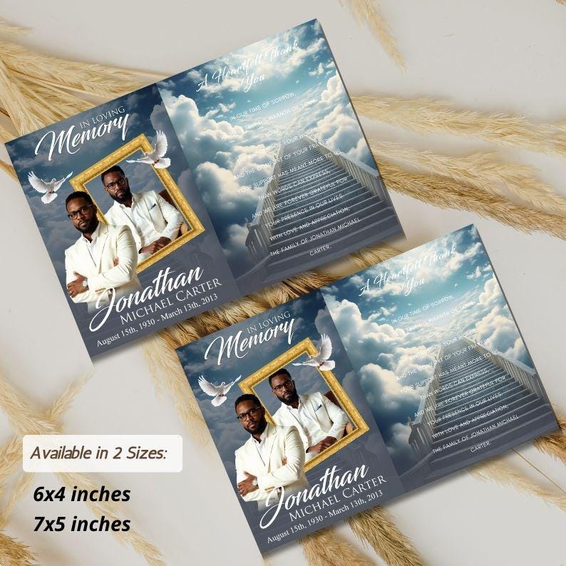 Funeral Thank You Card | Memorial Appreciation Card | Editable Canva ...