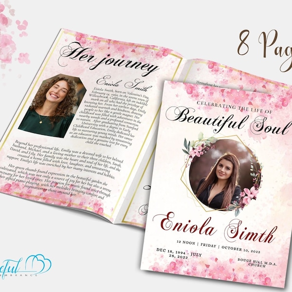 Pink Funeral Program - Etsy