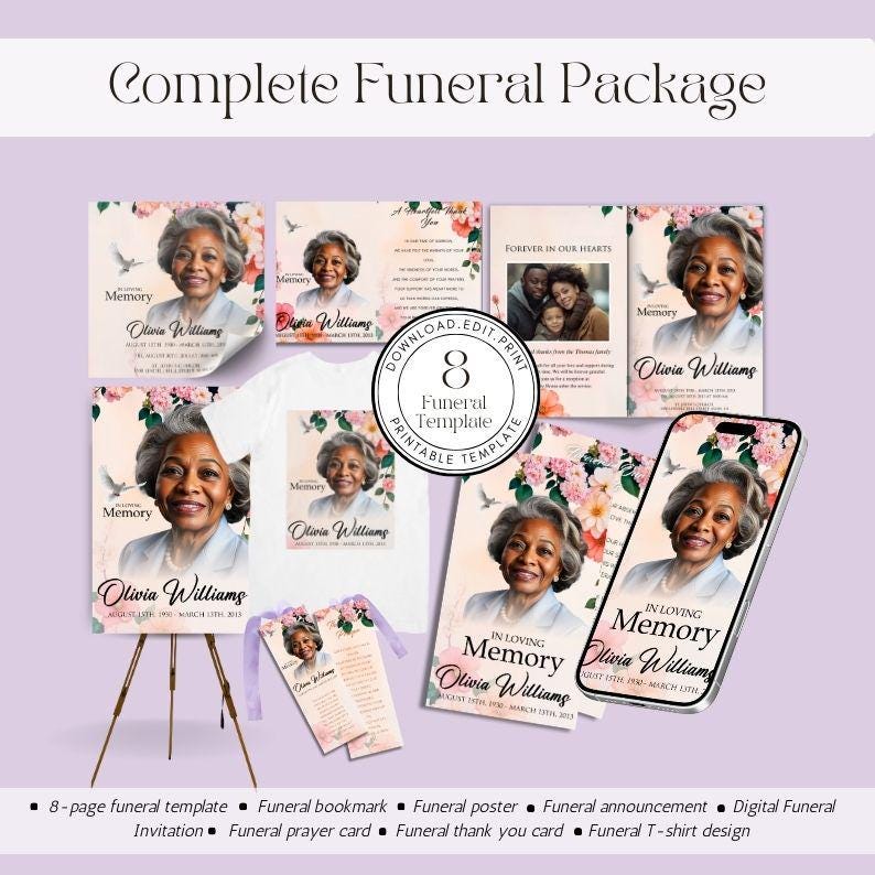 Complete Funeral Template Bundle | Editable Canva Funeral Program ...
