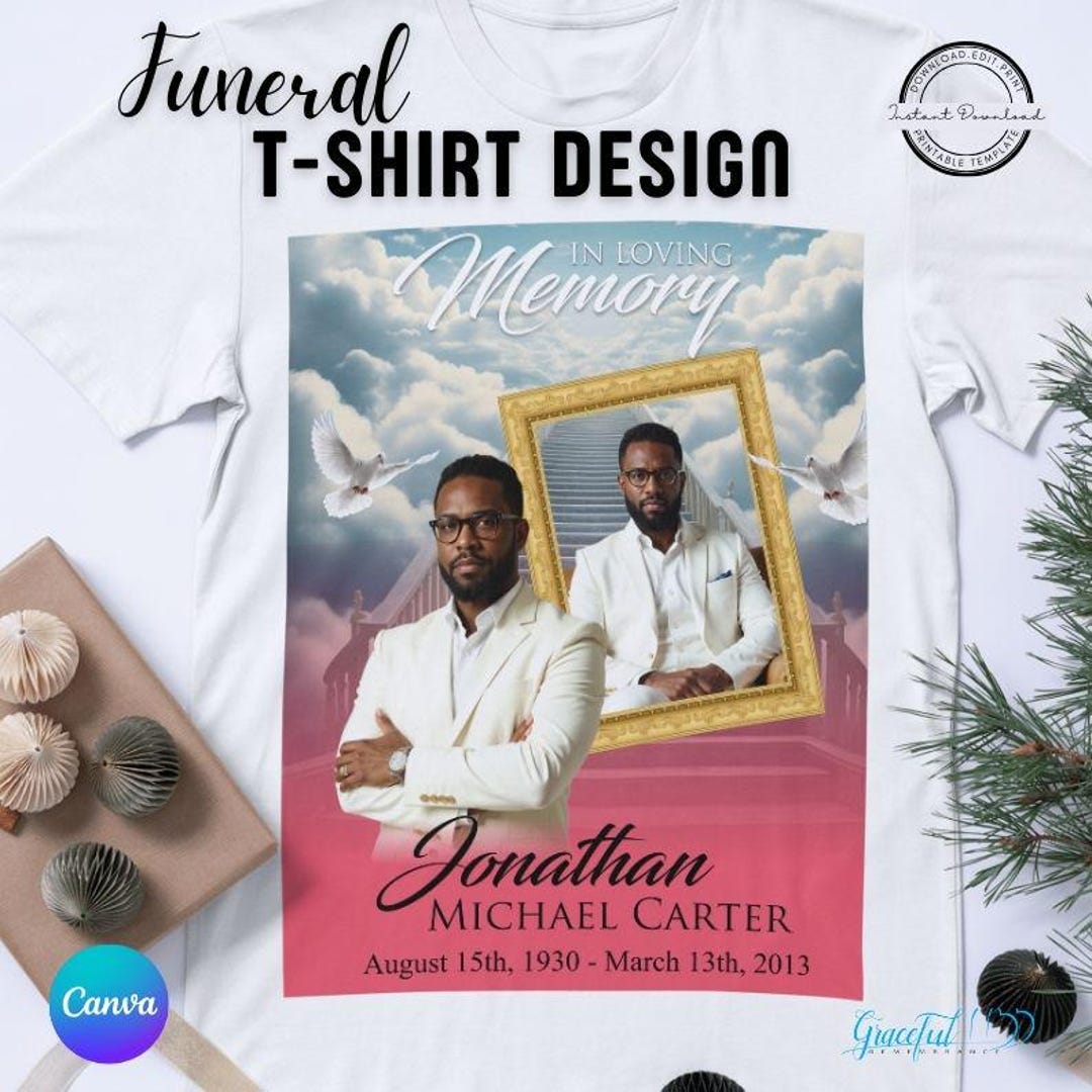 Multi-color Funeral T-shirt Design | Memorial Keepsake | Celebration of ...