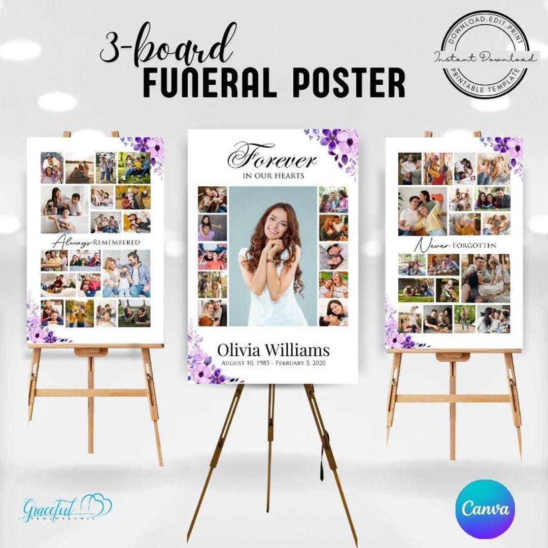 Editable 3-board Funeral Poster | Canva Template | 2 Sizes Included ...
