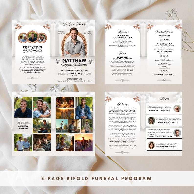 Complete Funeral Template Bundle | Editable Canva Funeral Program ...