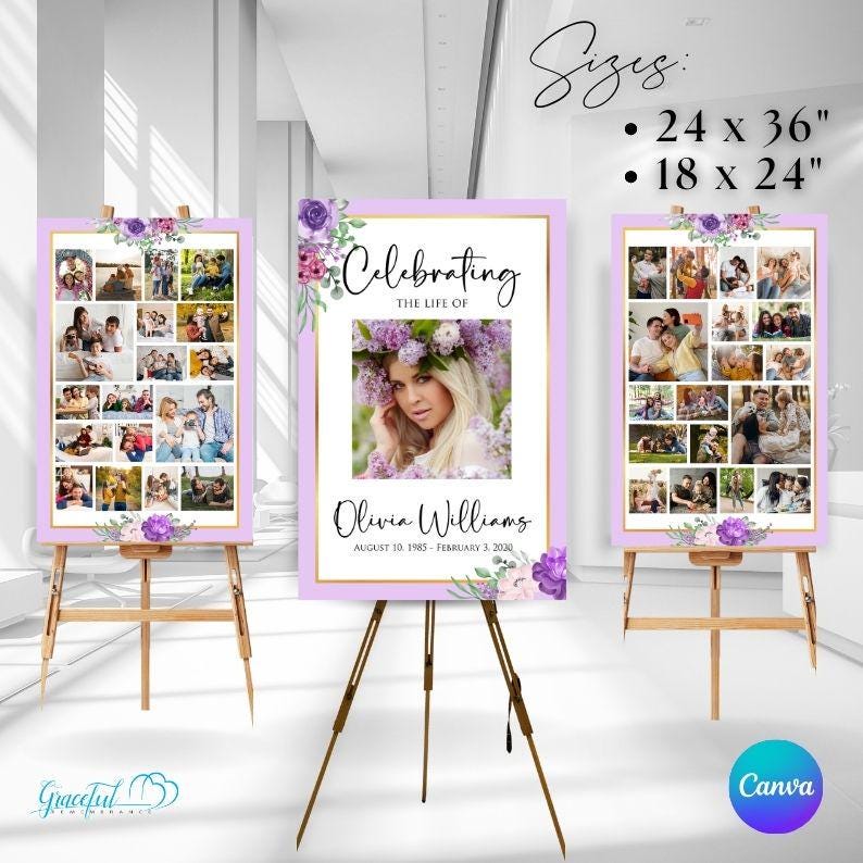 Editable 3-board Funeral Poster | Canva Template | 2 Sizes Included ...