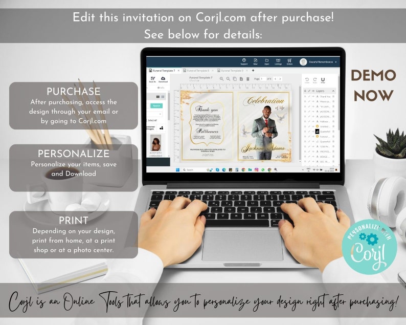 11"x17" and 8.5"x11": 8-page Funeral Program Template in Serene Tones ...