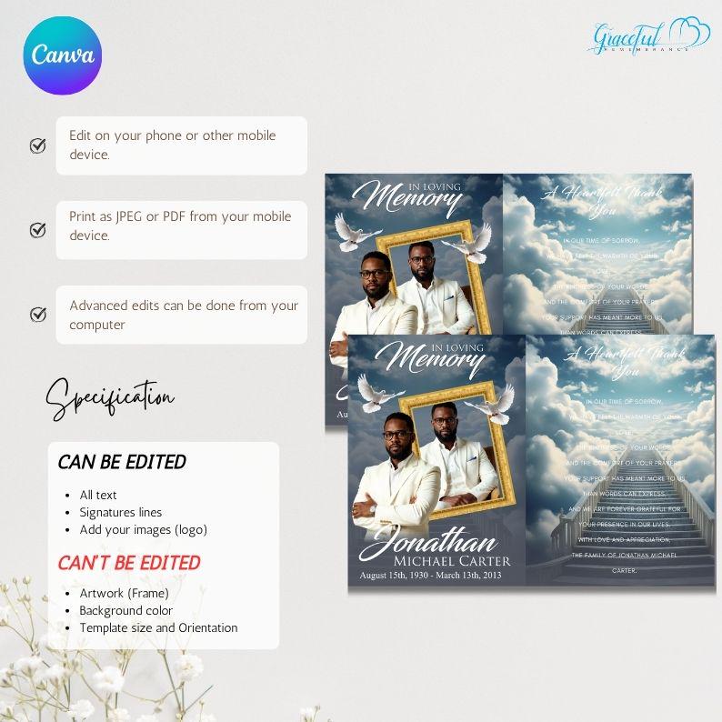 Funeral Thank You Card | Memorial Appreciation Card | Editable Canva ...