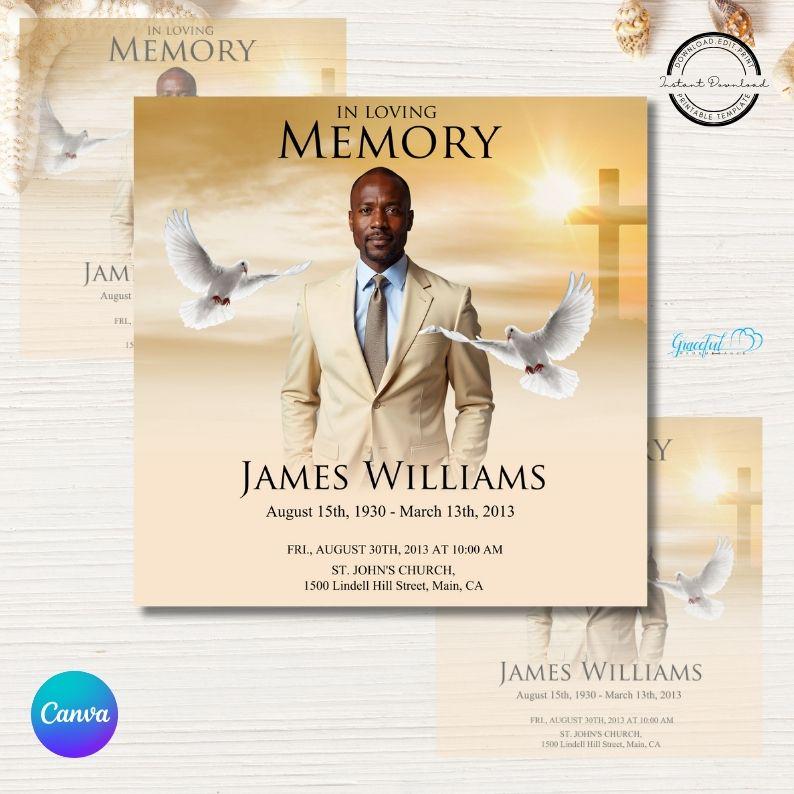 Sky-themed Digital Funeral Announcement | GR6E3P - Etsy