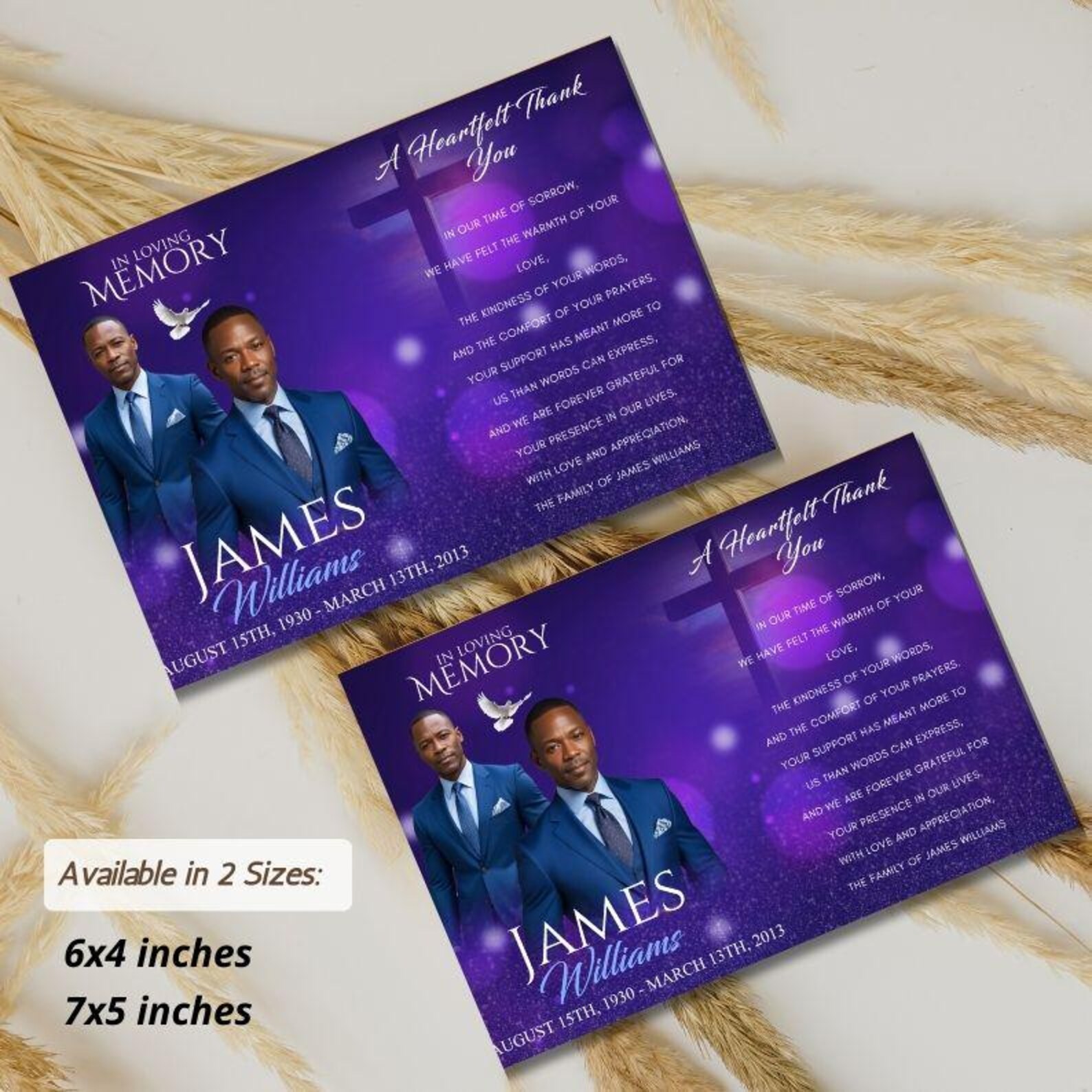 Funeral Thank You Card | Memorial Appreciation Card | Editable Canva ...