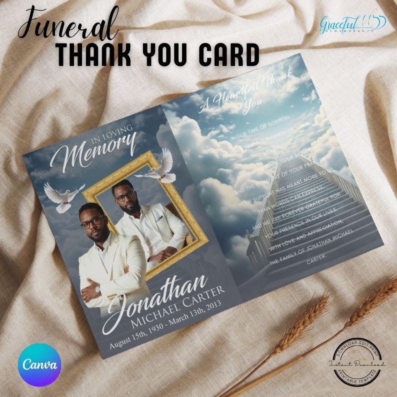 Funeral Thank You Card | Memorial Appreciation Card | Editable Canva ...