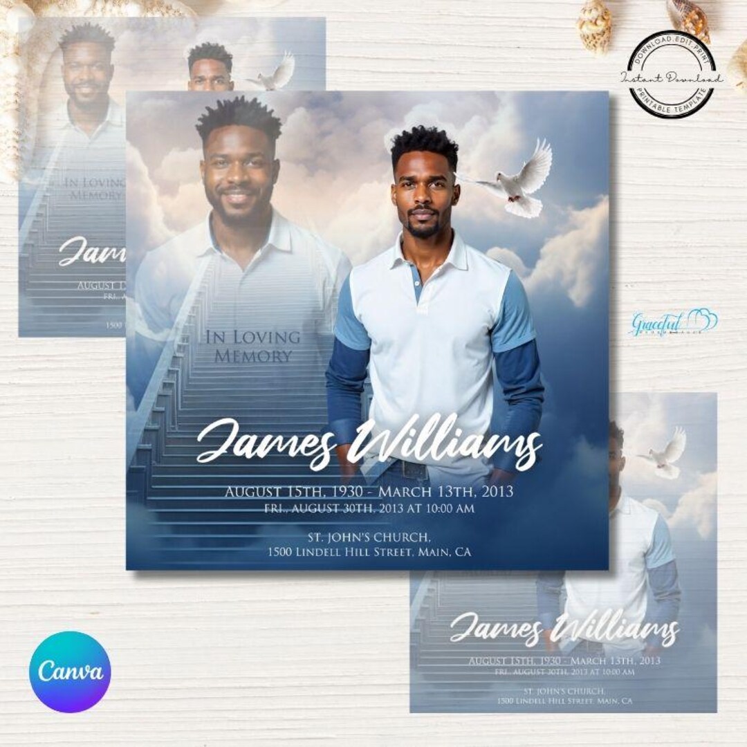 Sky-themed Digital Funeral Announcement | GR4P3X - Etsy