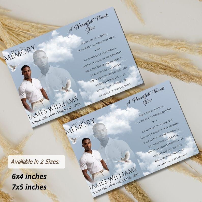 Funeral Thank You Card | Memorial Appreciation Card | Editable Canva ...