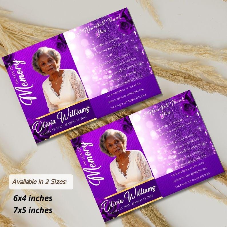 Funeral Thank You Card | Memorial Appreciation Card | Editable Canva ...