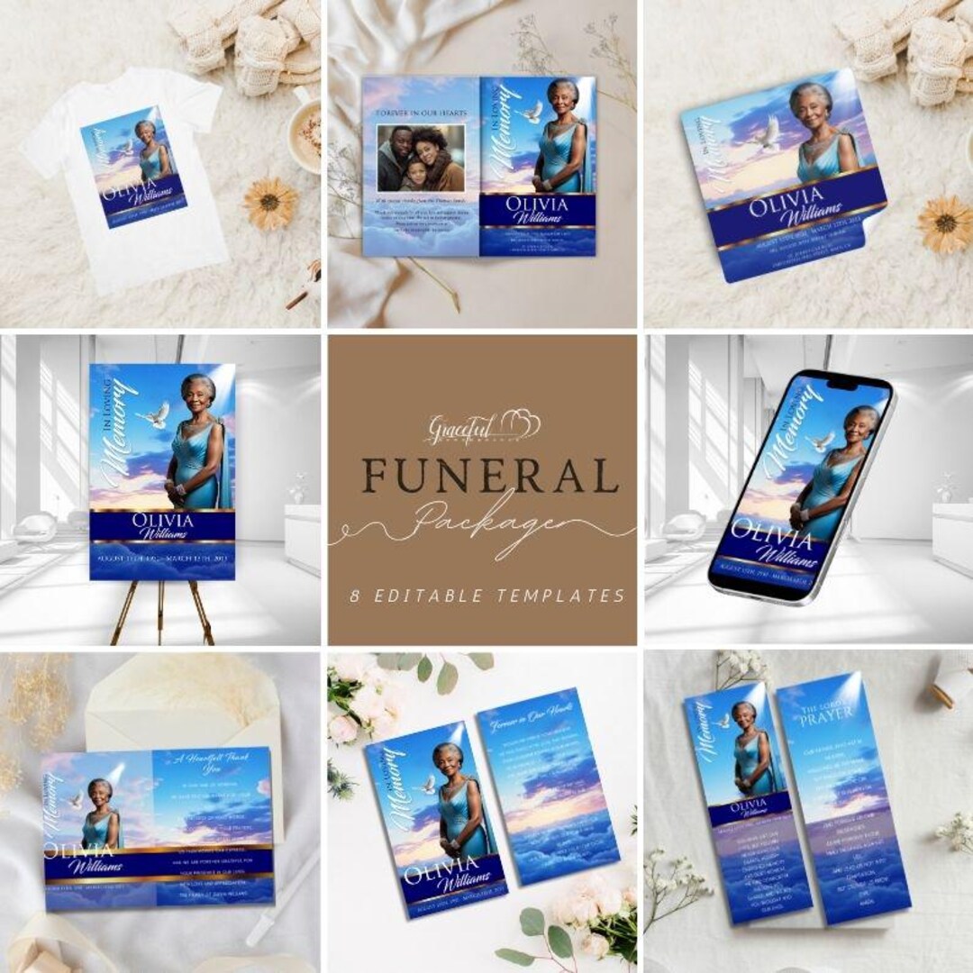 Complete Funeral Template Bundle | Editable Canva Funeral Program ...