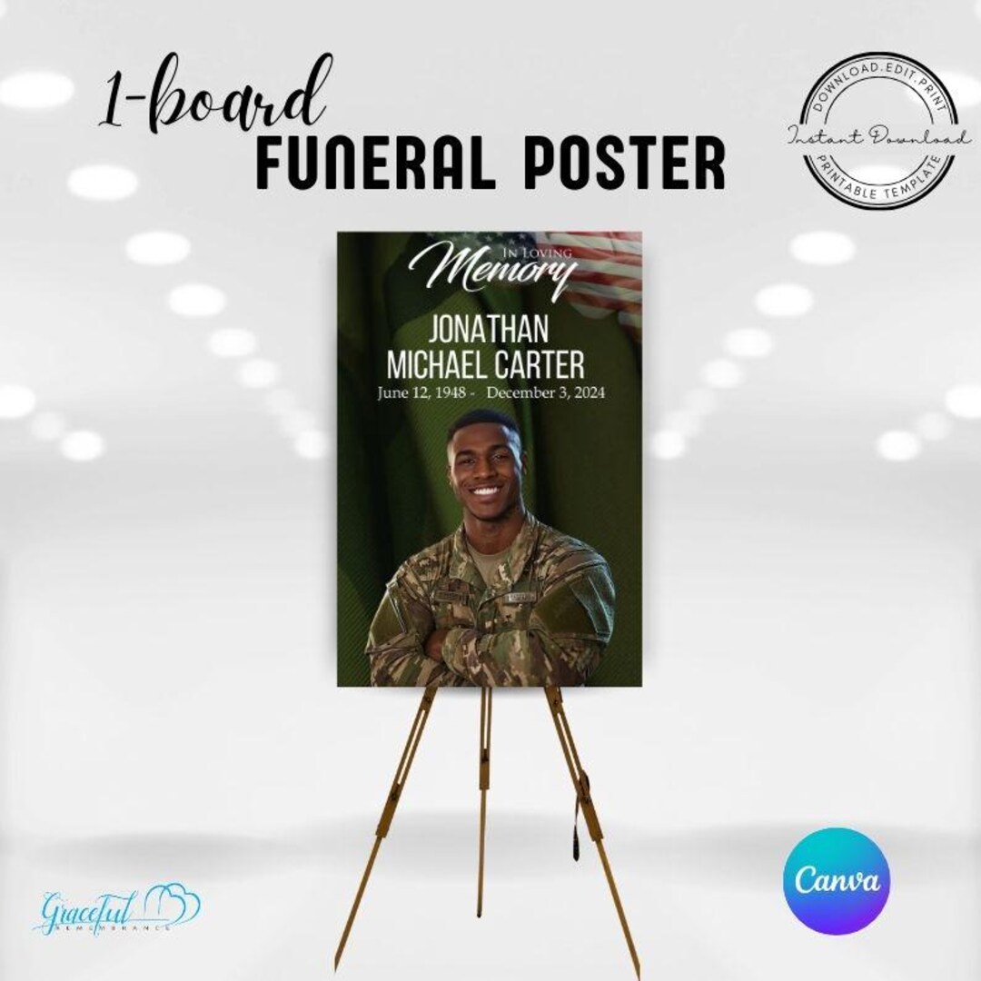 U.S. Army-themed 1-board Funeral Poster | GR5M4N - Etsy