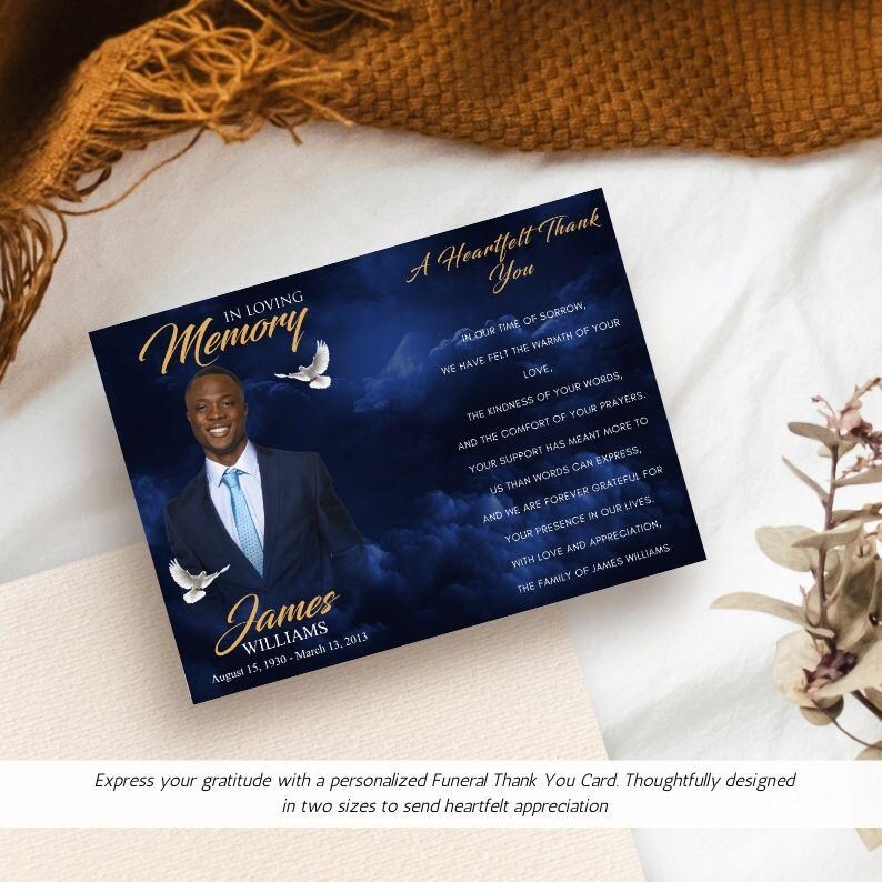Funeral Thank You Card | Memorial Appreciation Card | Editable Canva ...