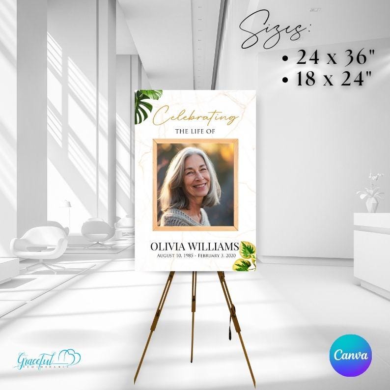 Editable 1-board Funeral Poster | Canva Template | 2 Sizes Included ...