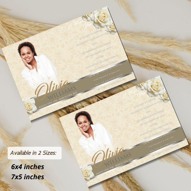 Funeral Thank You Card | Memorial Appreciation Card | Editable Canva ...