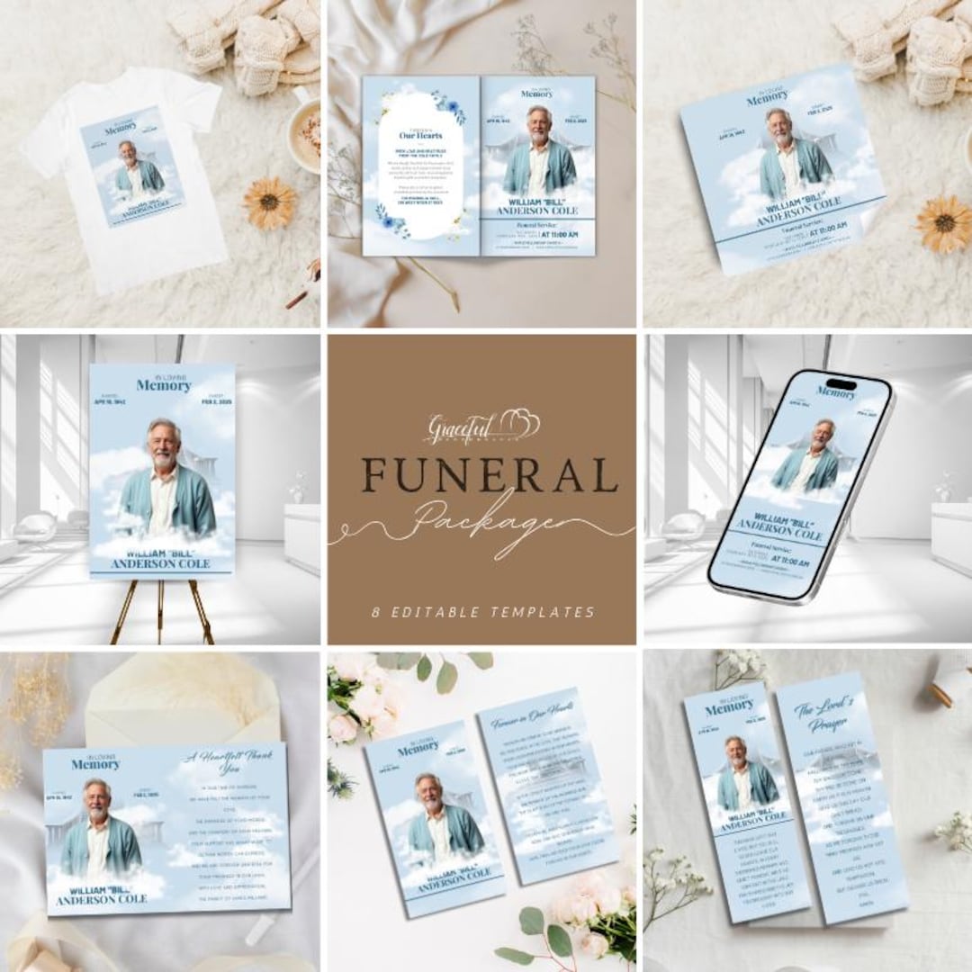 Complete Funeral Template Bundle | Editable Canva Funeral Program ...