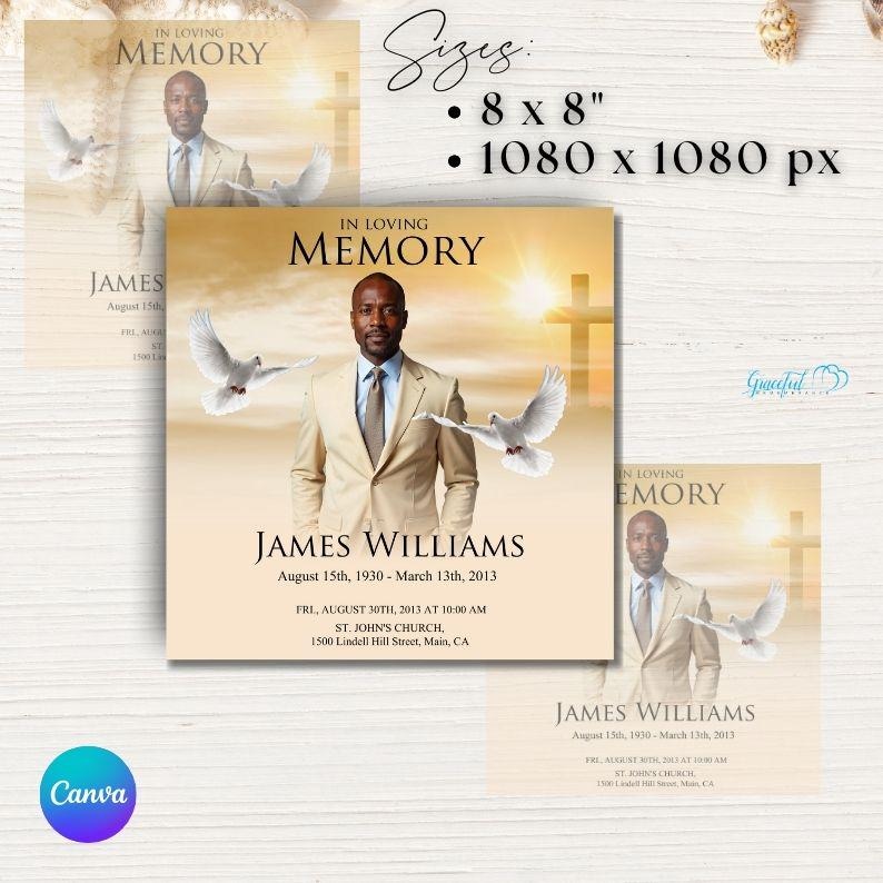 Sky-themed Digital Funeral Announcement | GR6E3P - Etsy