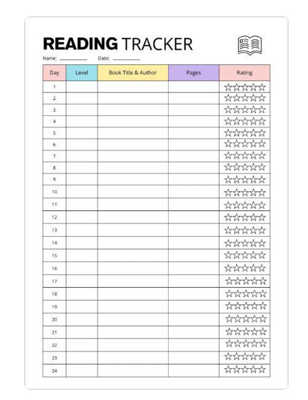 Reading Tracker - PRINTABLE Journal Page - Planner Page - Book Journal ...