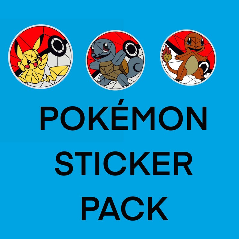 Pokémon Stained Glass Vinyl Stickers | Pikachu, Charmander, Squirtle - Etsy
