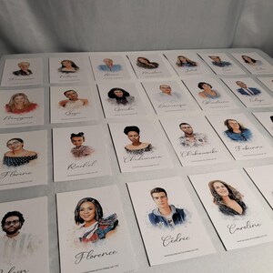 Personalized Wedding Guest Portrait Name Card, Seating Plan, Wedding ...