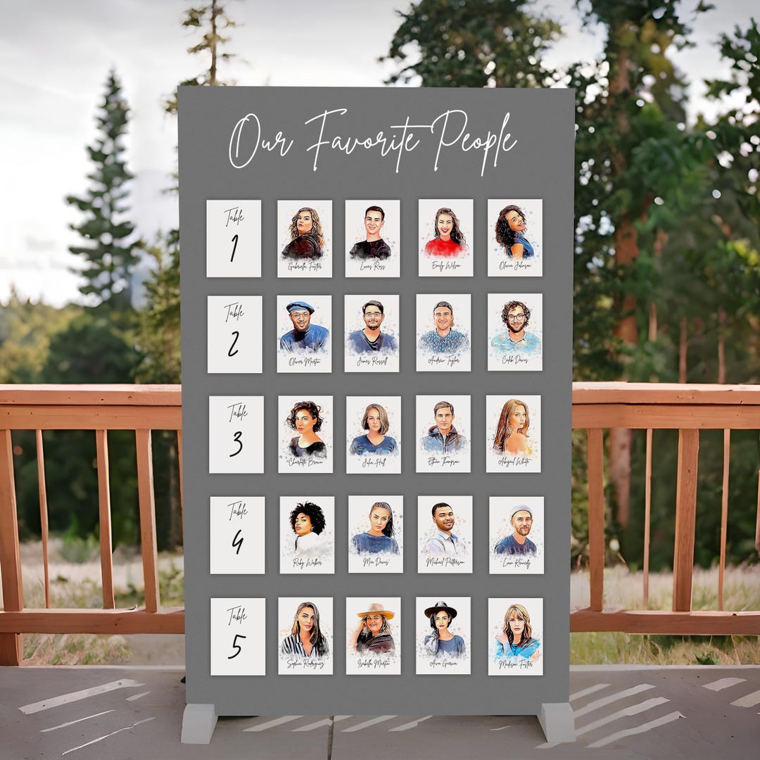Custom Watercolor Guest Portrait, Seating Chart, Wedding Favors ...