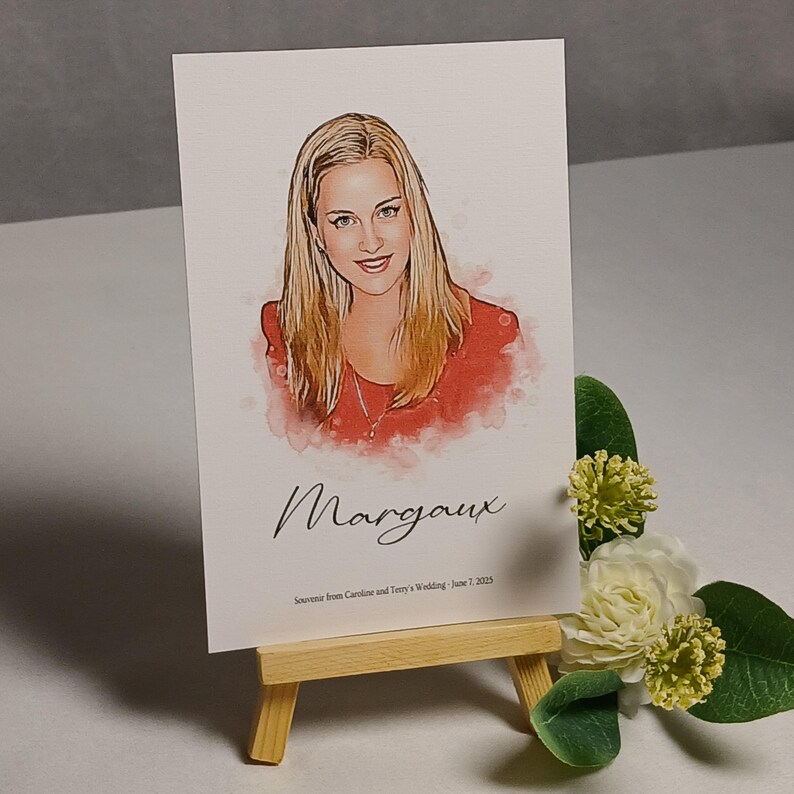 Personalized Wedding Guest Portrait Name Card, Seating Plan, Wedding ...