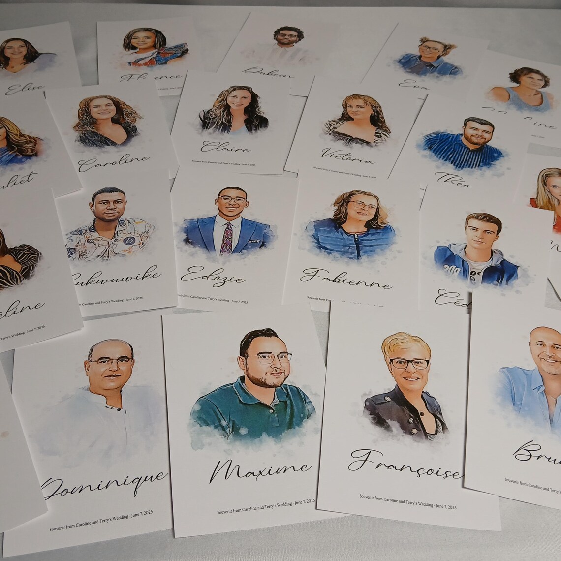 Personalized Wedding Guest Portrait Name Card, Seating Plan, Wedding ...