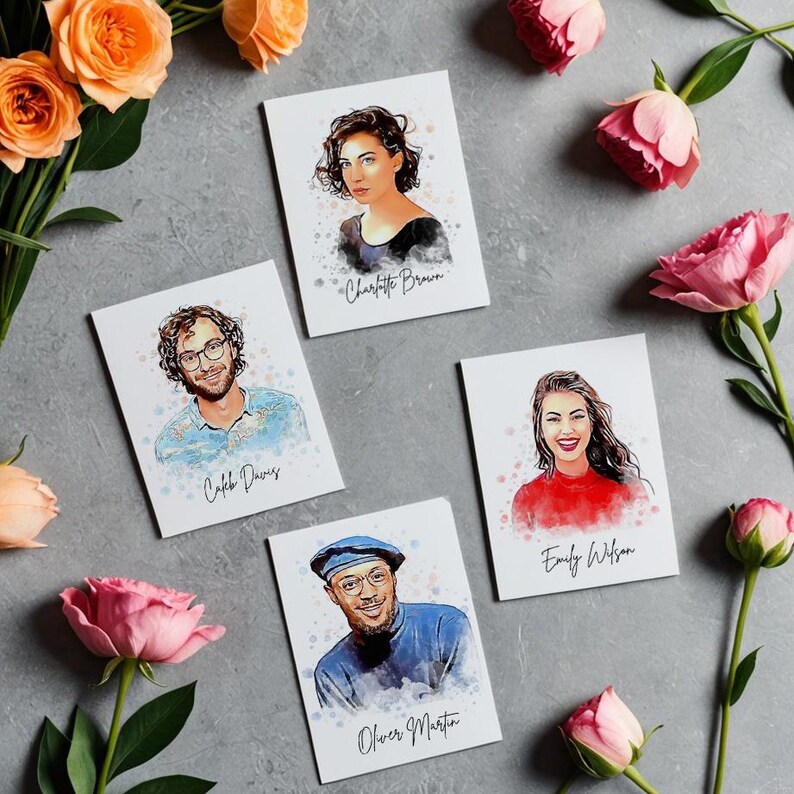 Custom Watercolor Guest Portrait, Seating Chart, Wedding Favors ...