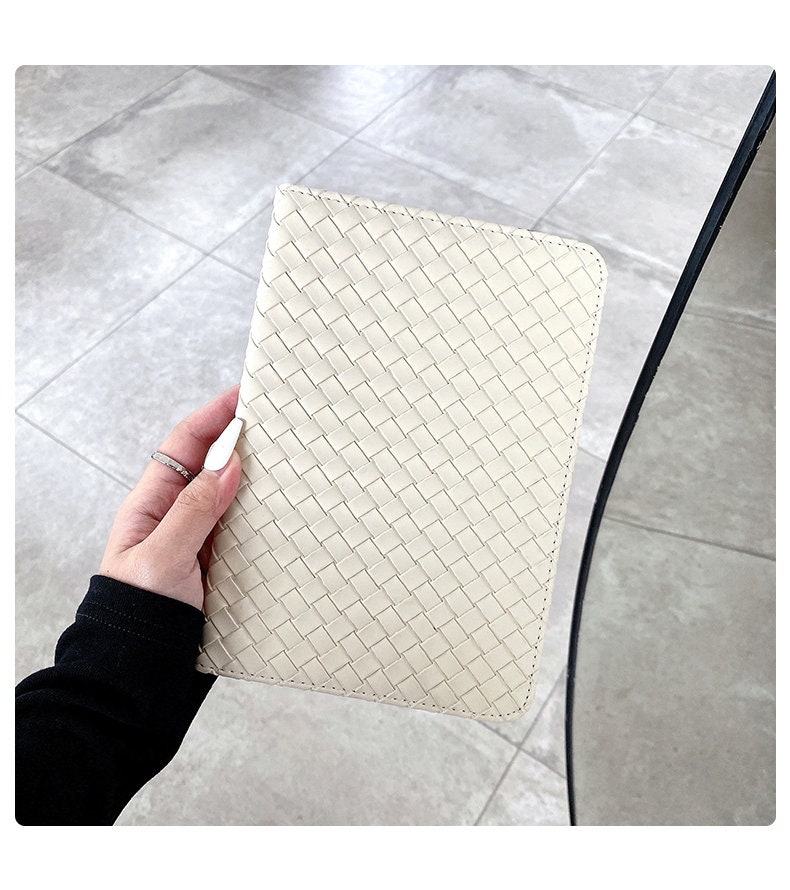 Woven Leather Milky Beige iPad Book Cover Personalized iPad - Etsy
