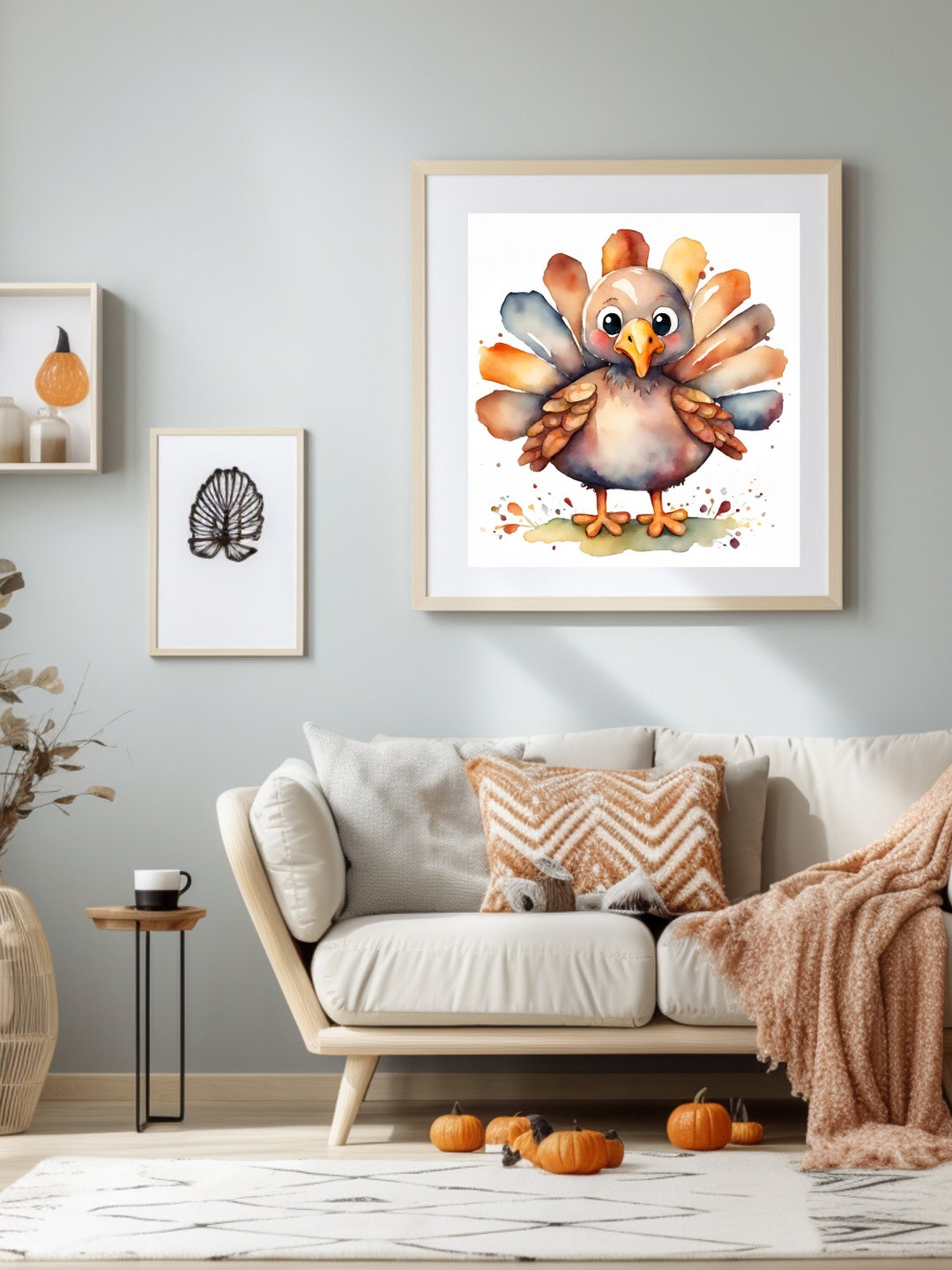 Adorable Watercolor Turkey Printable - Instant Download Fall Wall Art ...