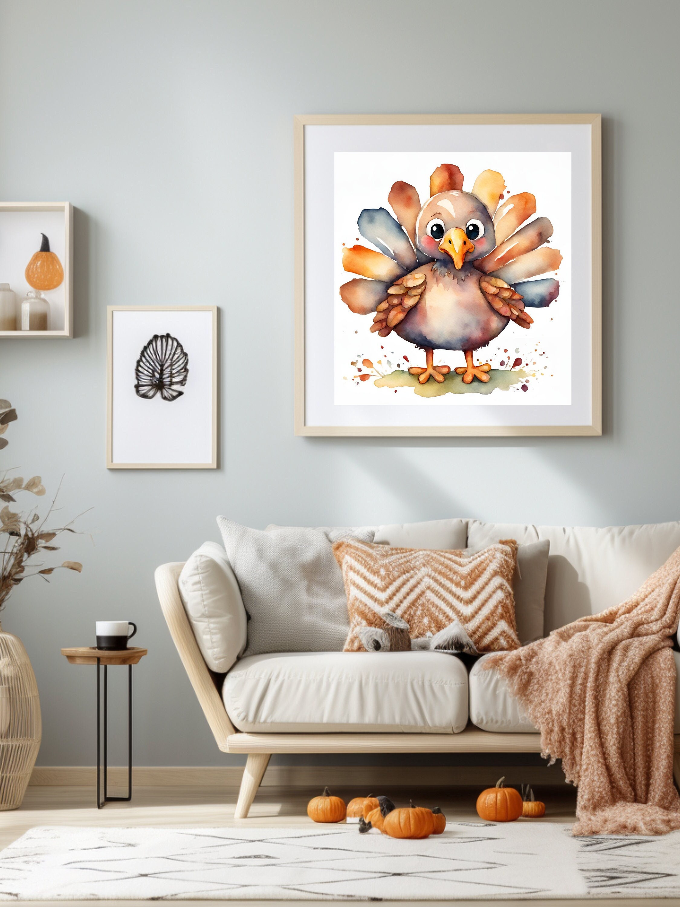 Adorable Watercolor Turkey Printable - Instant Download Fall Wall Art ...