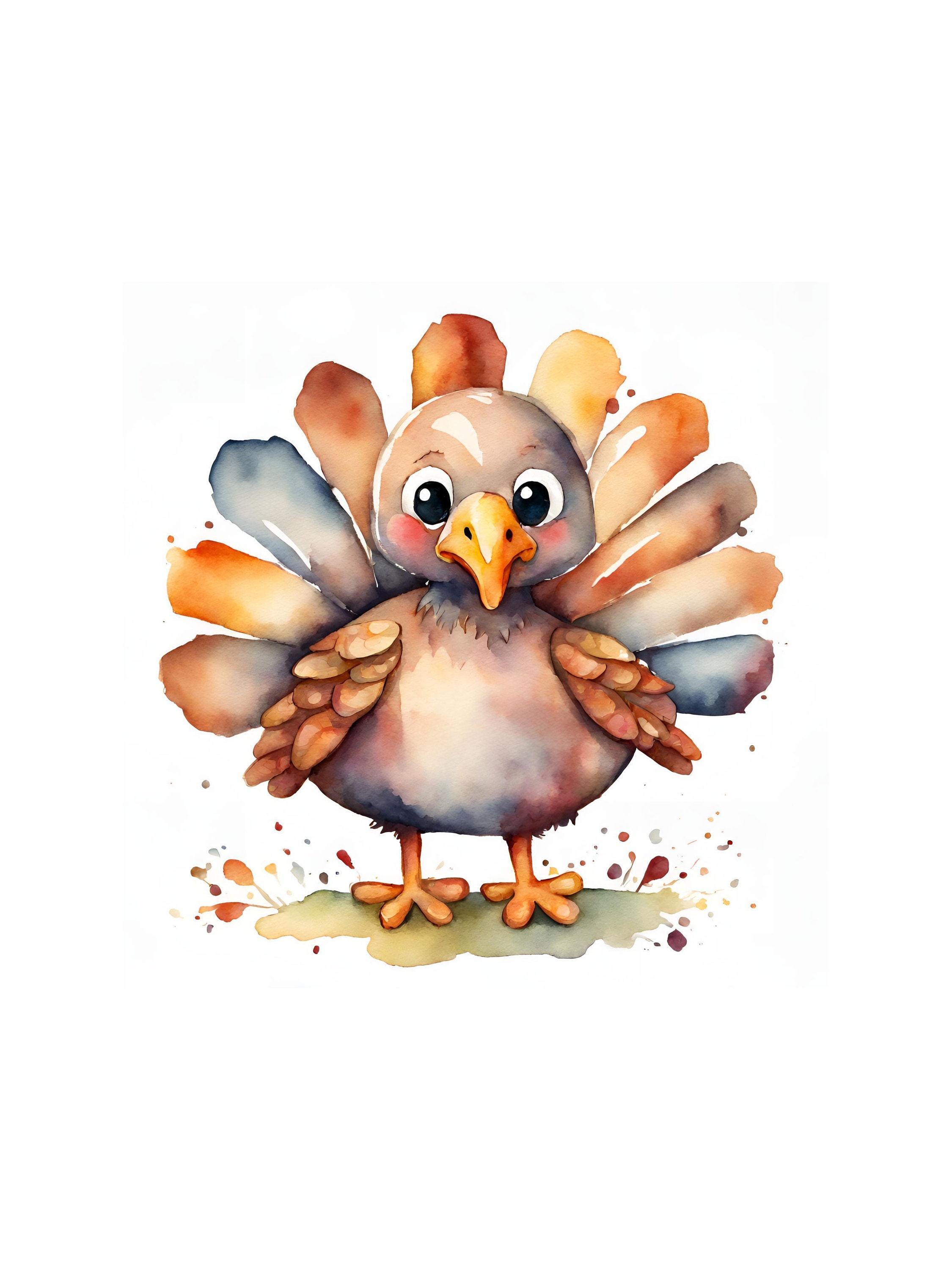 Adorable Watercolor Turkey Printable Instant Download Fall Wall Art ...