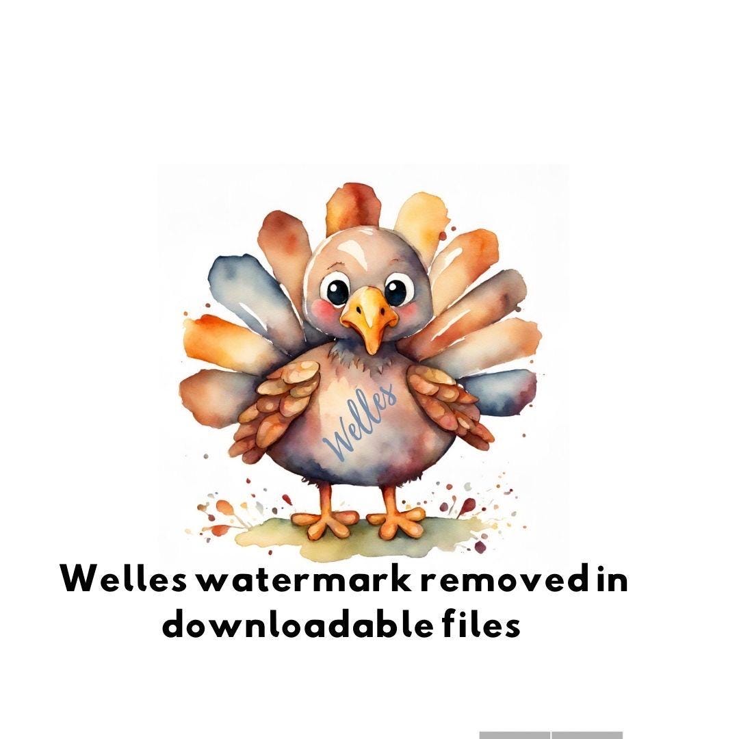 Adorable Watercolor Turkey Printable - Instant Download Fall Wall Art ...