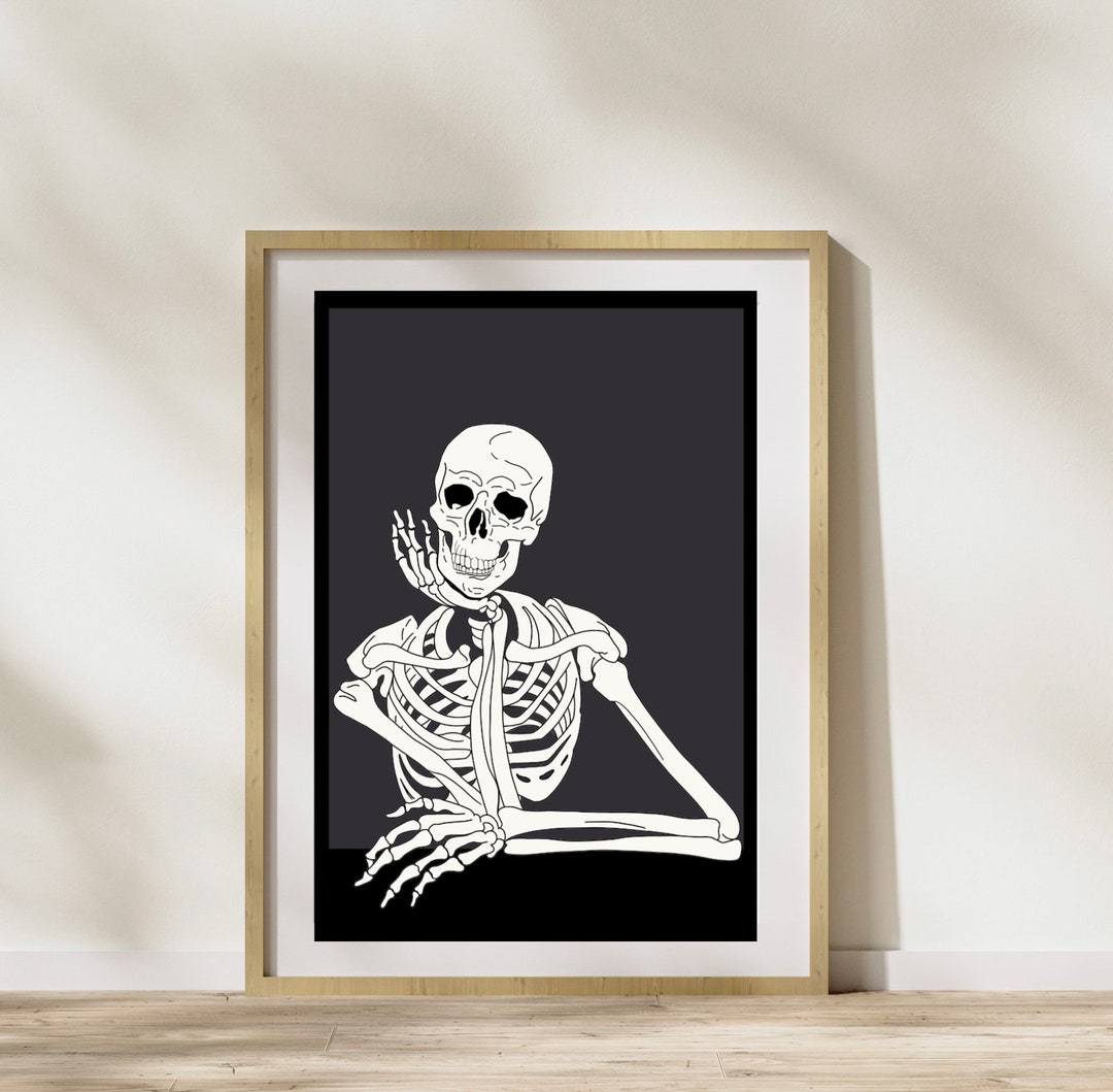 Vintage Halloween Skeleton Art Print: Costume Party Decor (digital ...