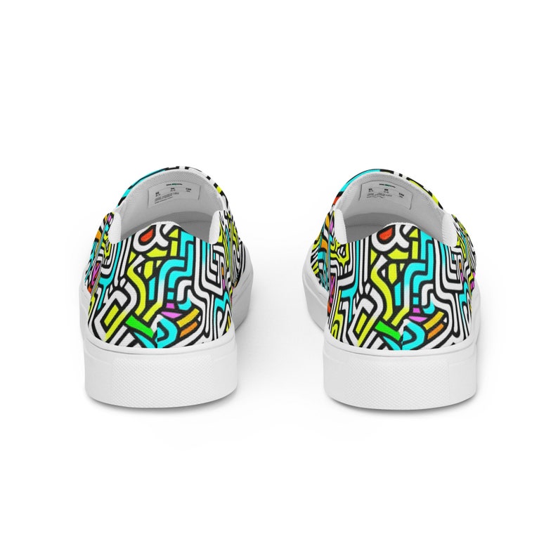 Mens 90s Neon Maze Pattern Slip-on Canvas Shoes - Etsy