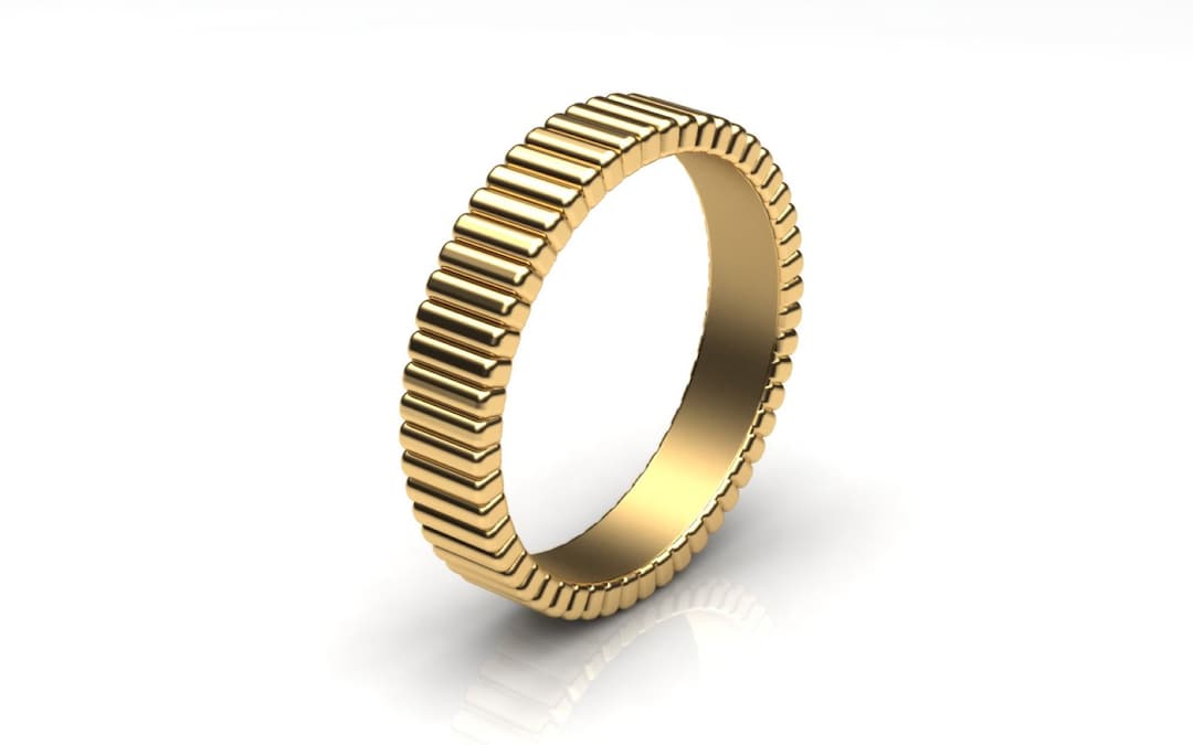14k Solid Gold Corrugated Gold Ring, Contemporary Rings, Textured Rings, Gift Rings, Chic Rings ...