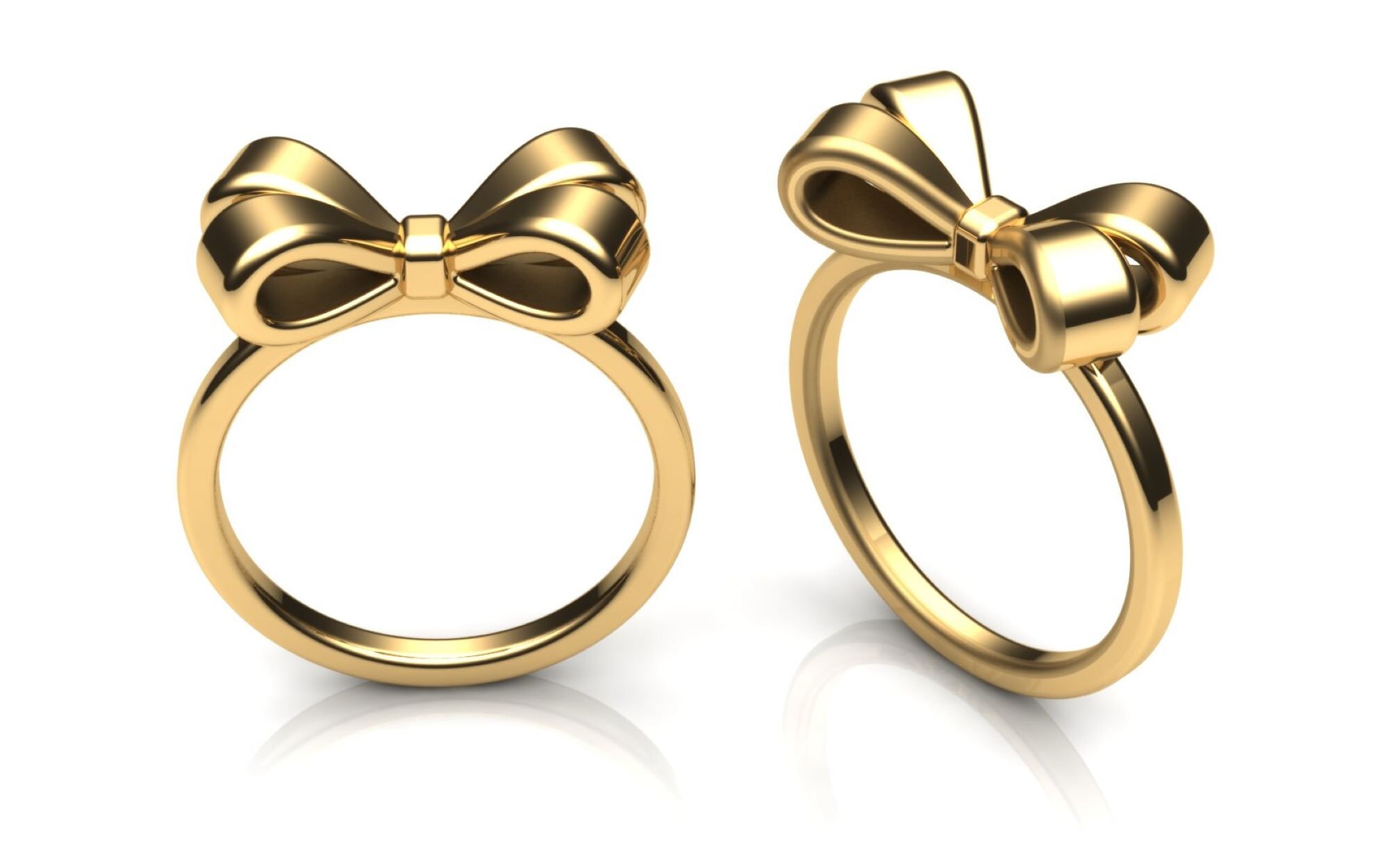 14k Solid Gold Double Bow Ring, Elegant Rings, Timeless Rings, Gift ...