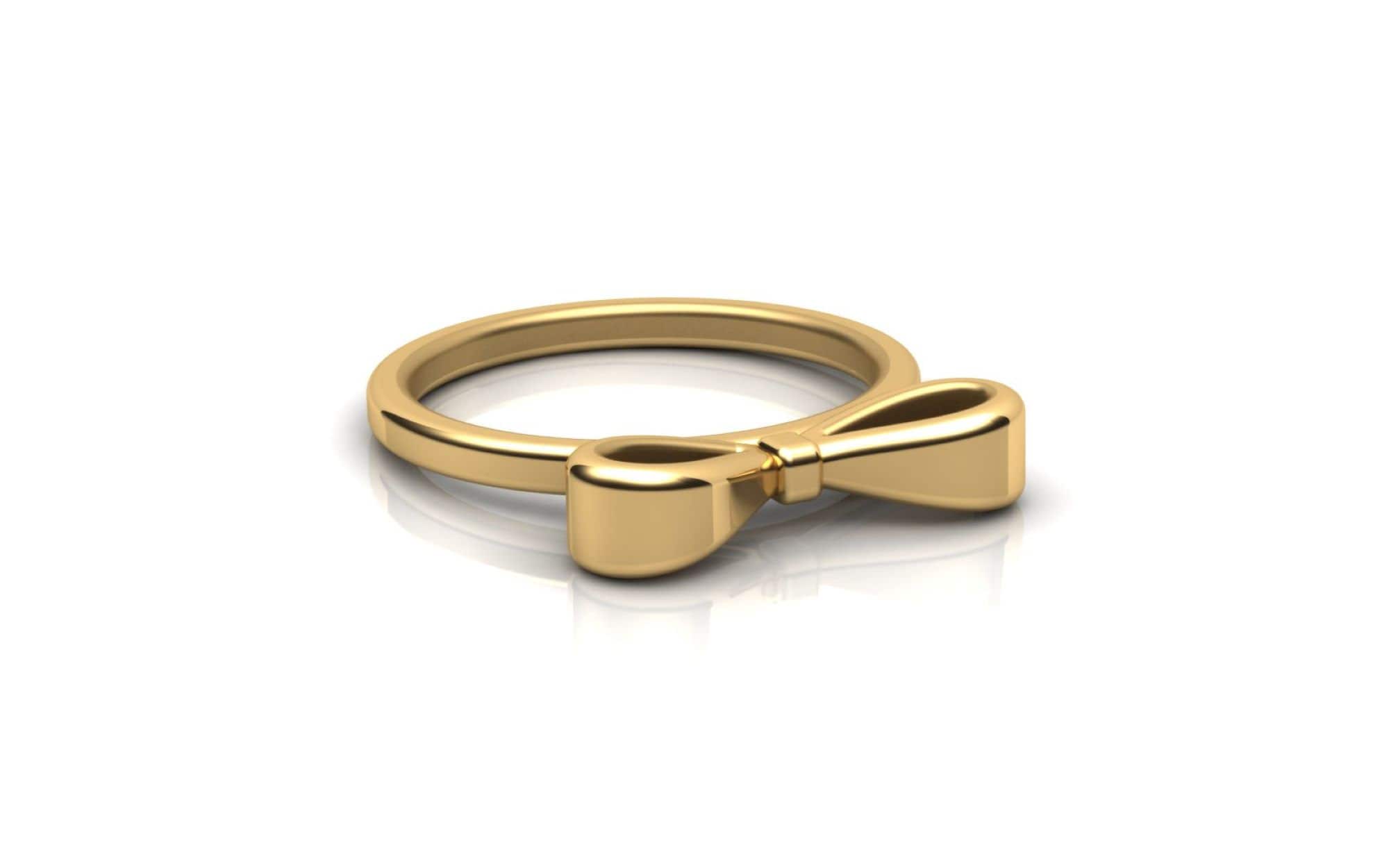 14k Solid Gold Single Bow Ring, Gift Rings, Classic Bow Ring, Modern ...