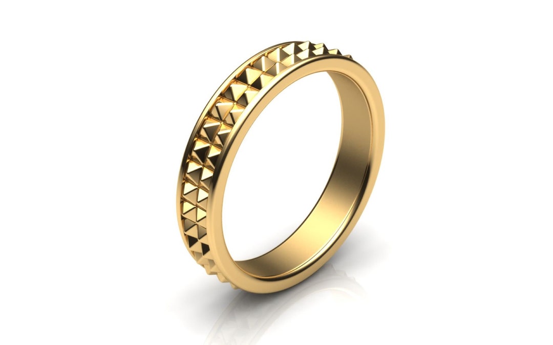 14k Solid Gold Double Row Pyramid Ring, Cool Rings, Unique Rings, Geometric Rings, Gift Rings ...