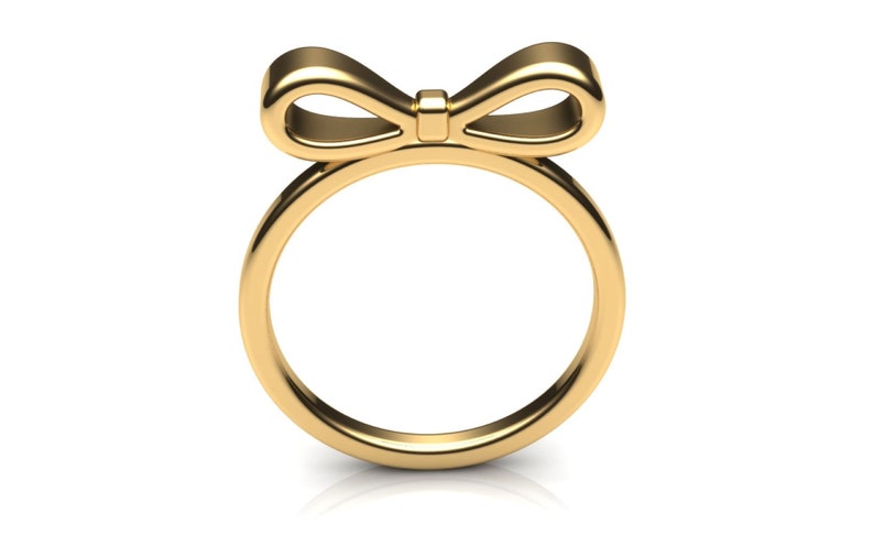 14k Solid Gold Single Bow Ring, Gift Rings, Classic Bow Ring, Modern ...