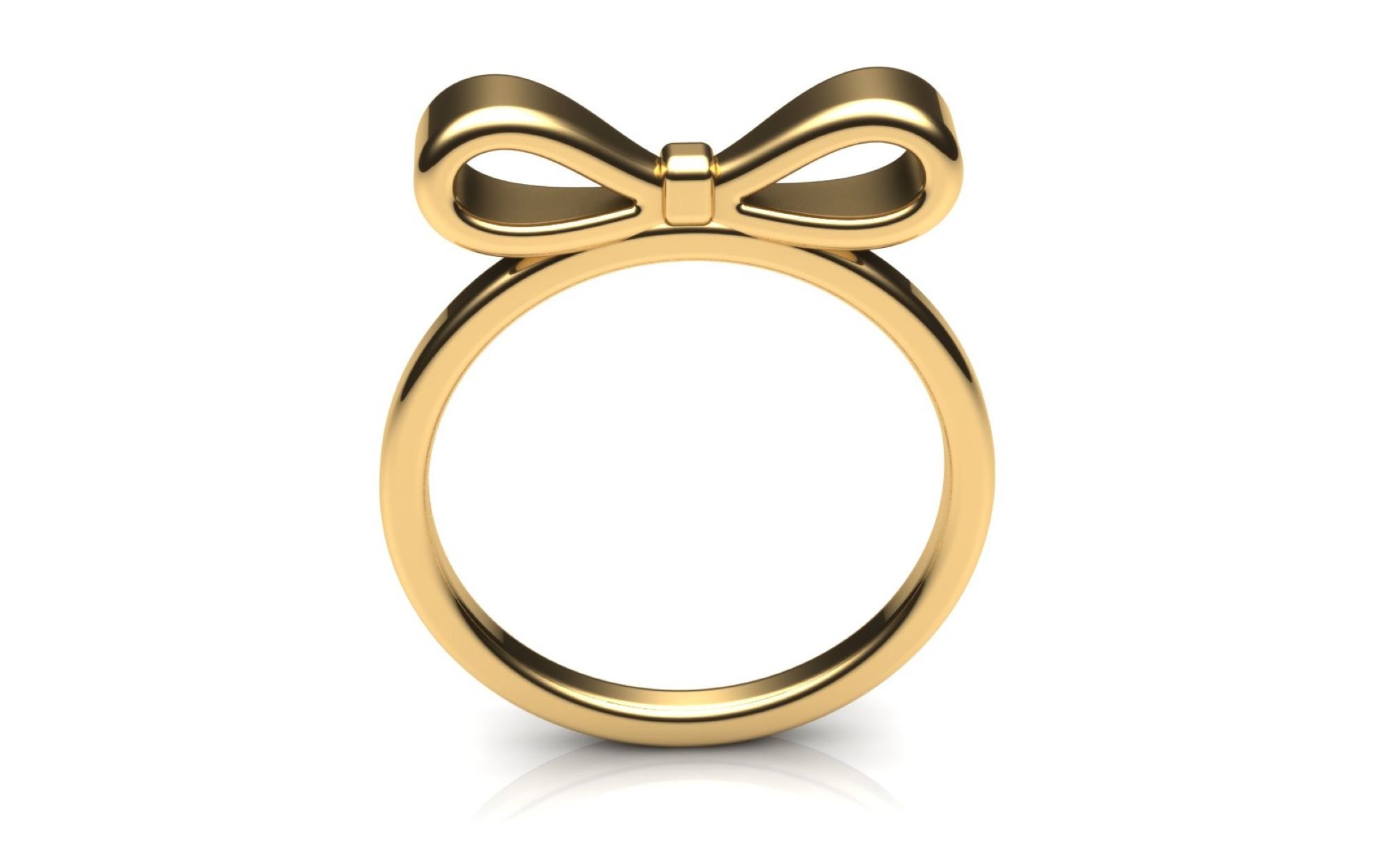 14k Solid Gold Single Bow Ring, Gift Rings, Classic Bow Ring, Modern ...