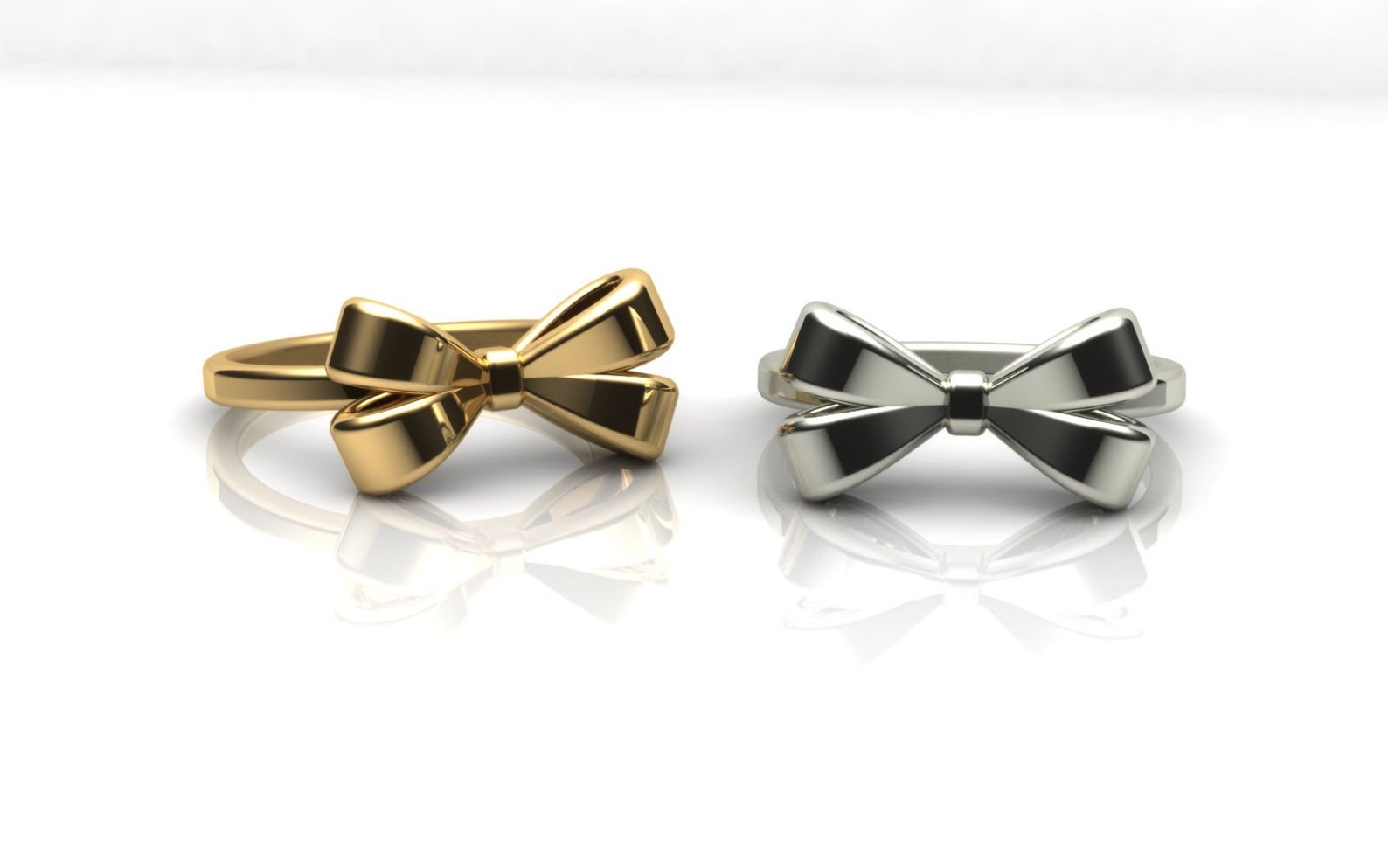 14k Solid Gold Double Bow Ring, Elegant Rings, Timeless Rings, Gift Rings, Cool Rings, Unique ...