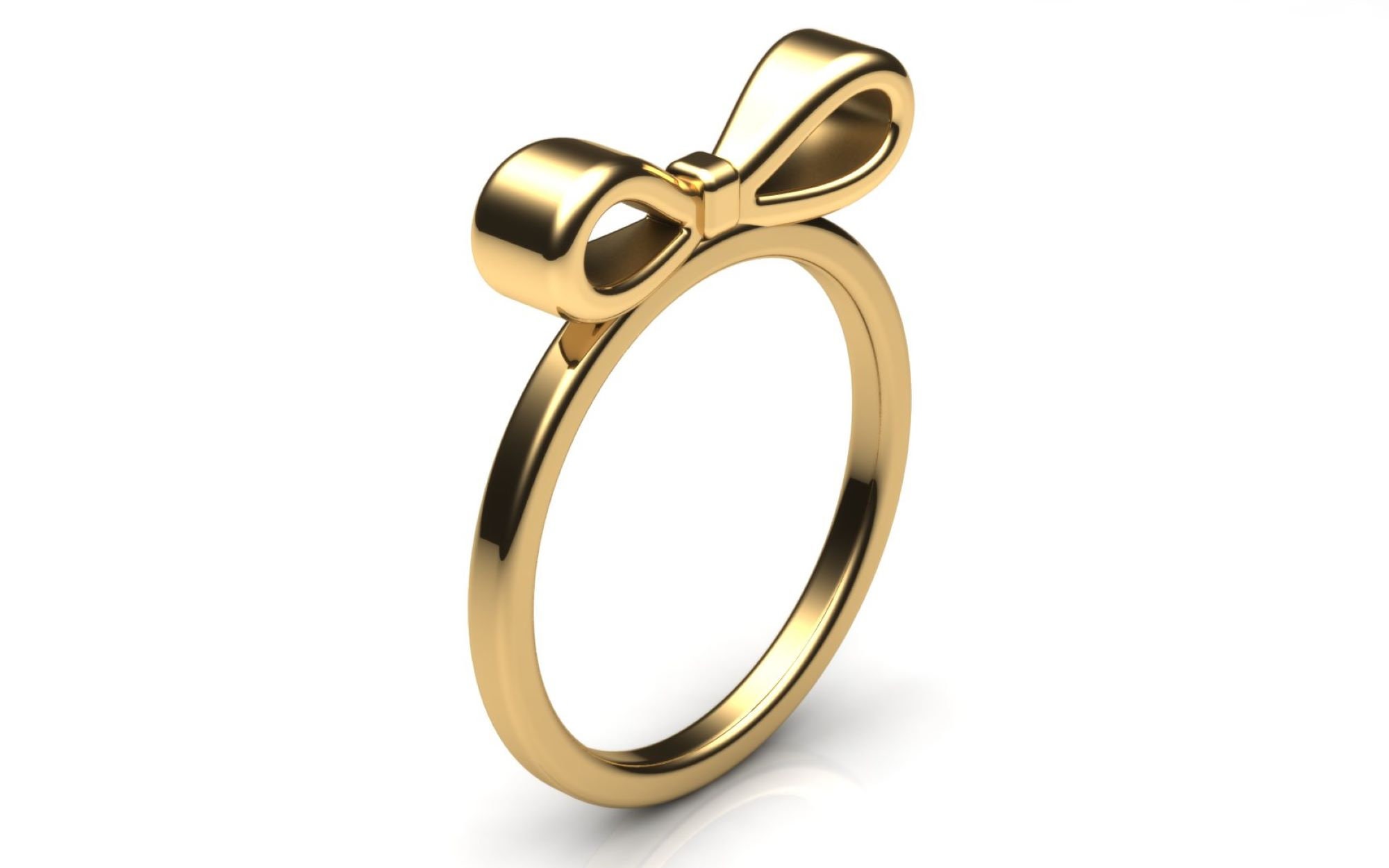 14k Solid Gold Single Bow Ring, Gift Rings, Classic Bow Ring, Modern ...