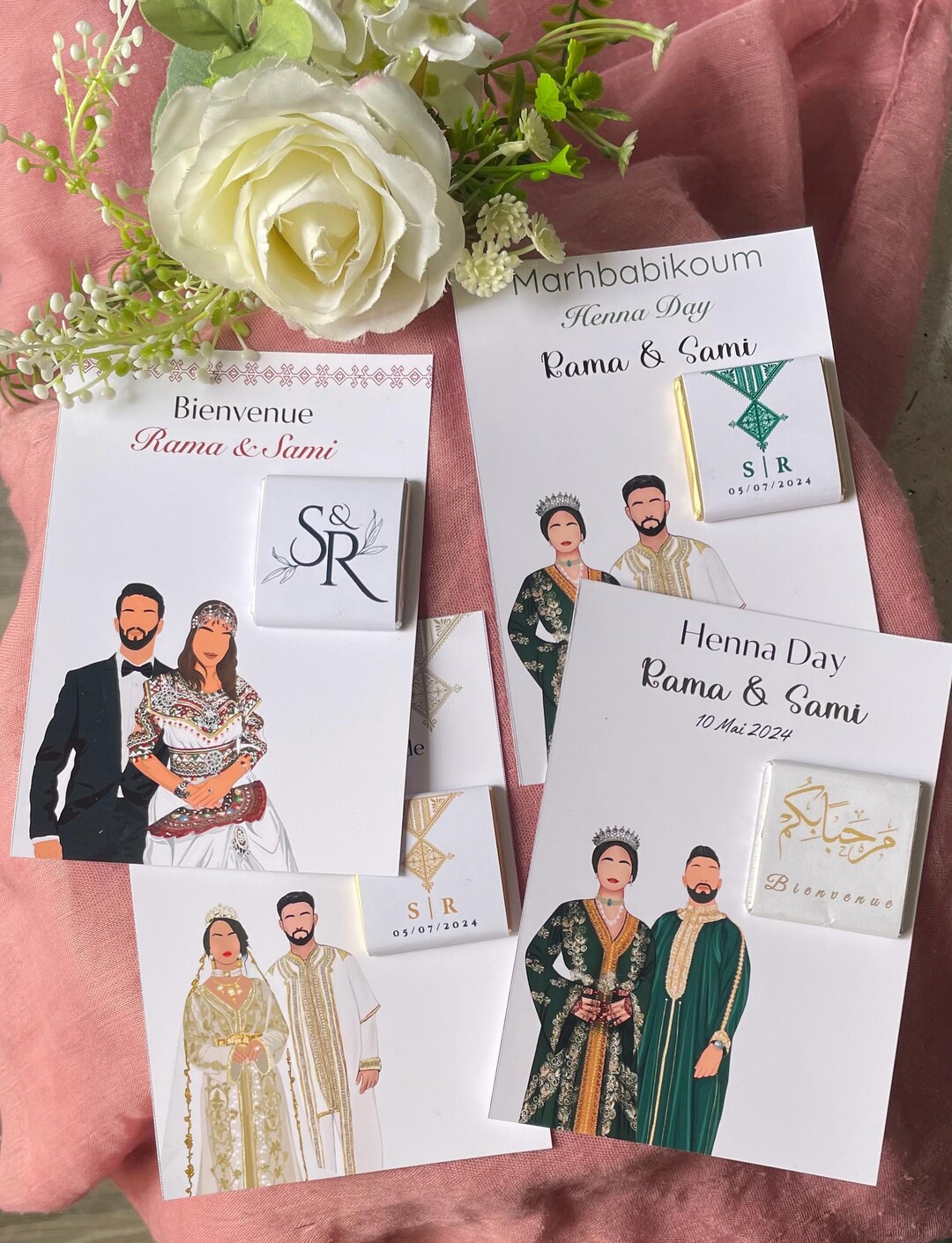 Carte de remerciement cadeau invité henna day, chocolat henna day ...