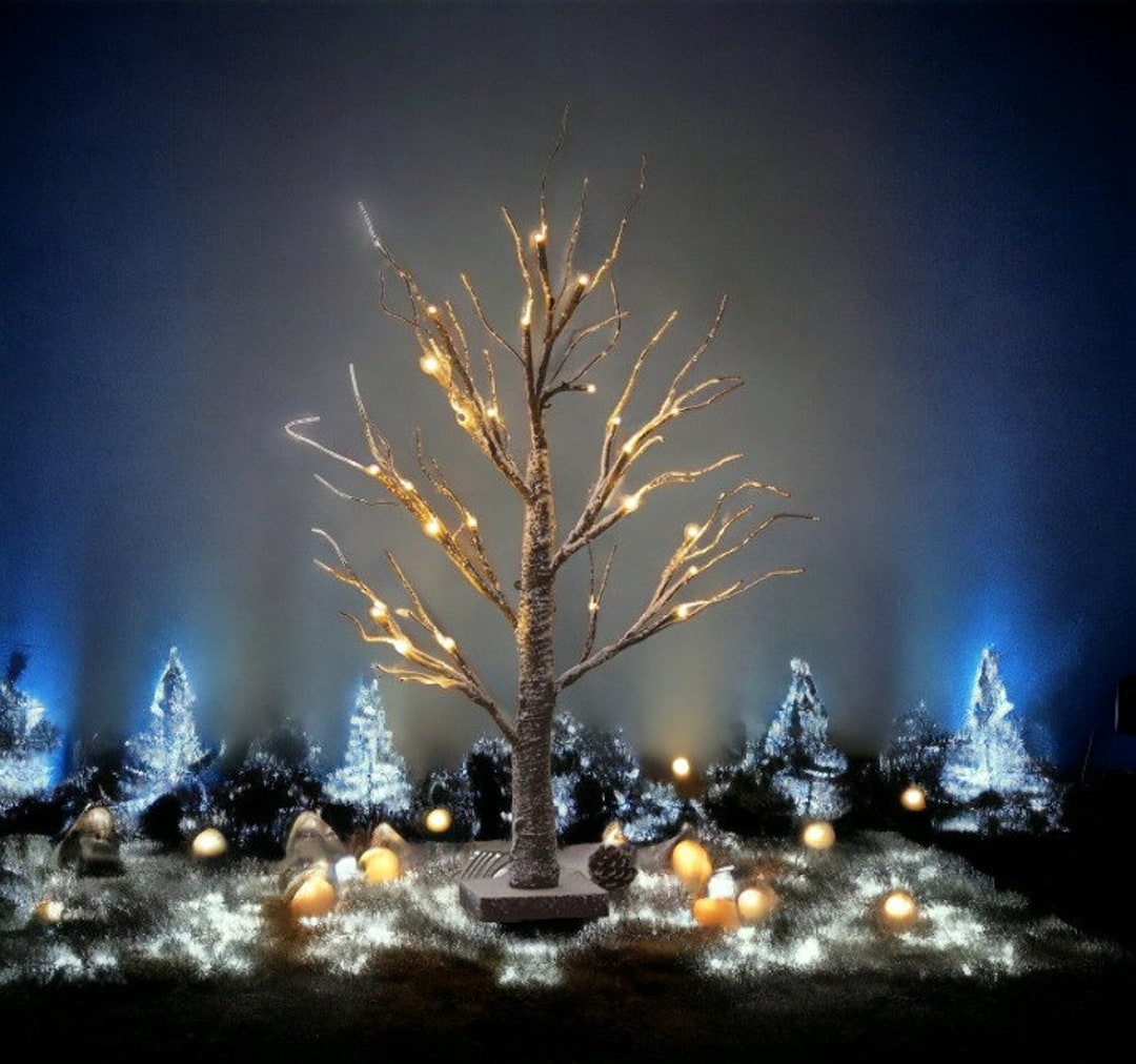 Christmas Tree Battery-operated Snowy Twig Tree Lights With - Etsy
