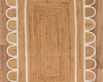 Scallop Runner Rug, Jute Scalloped Rug, Jute Runner Rug, Natural Jute ...
